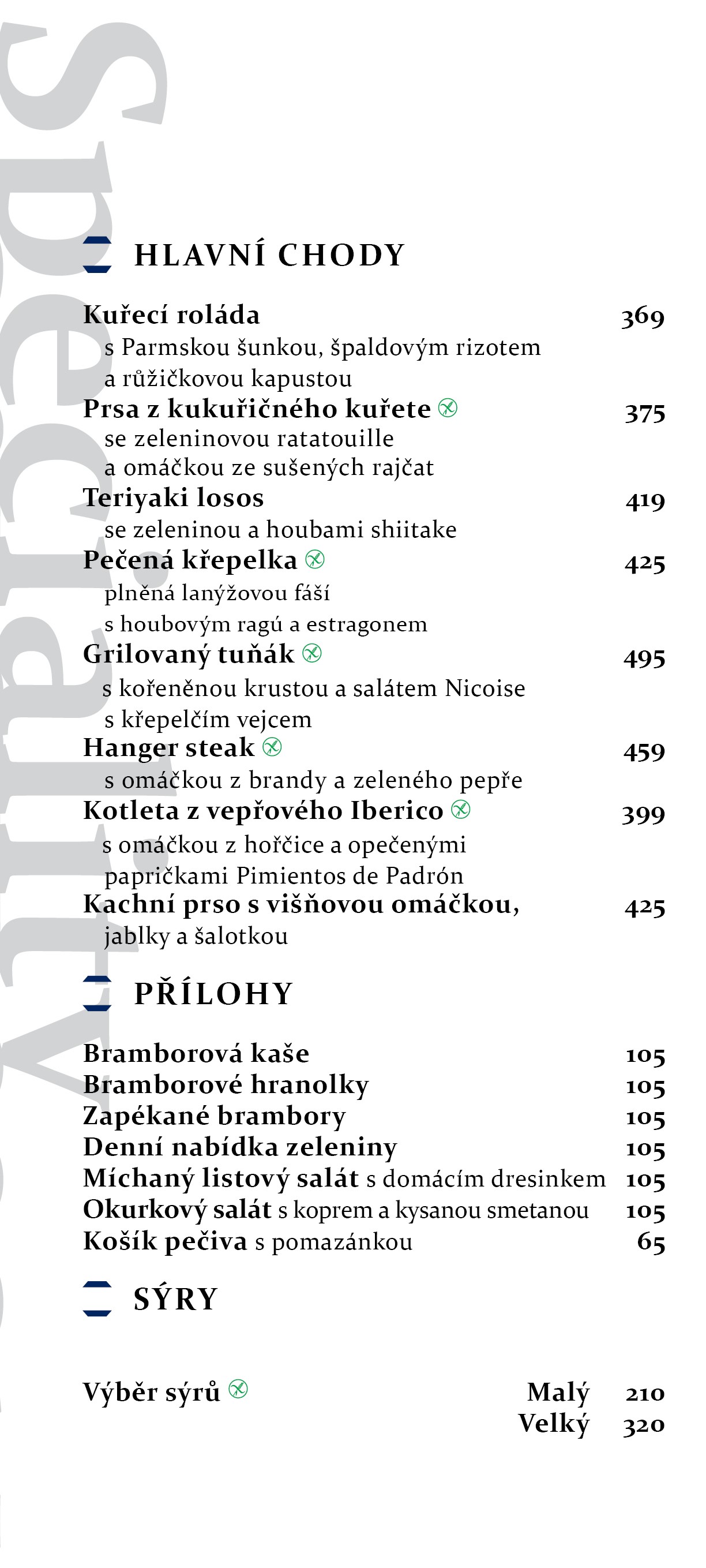 hlavní chody – Café Imperial