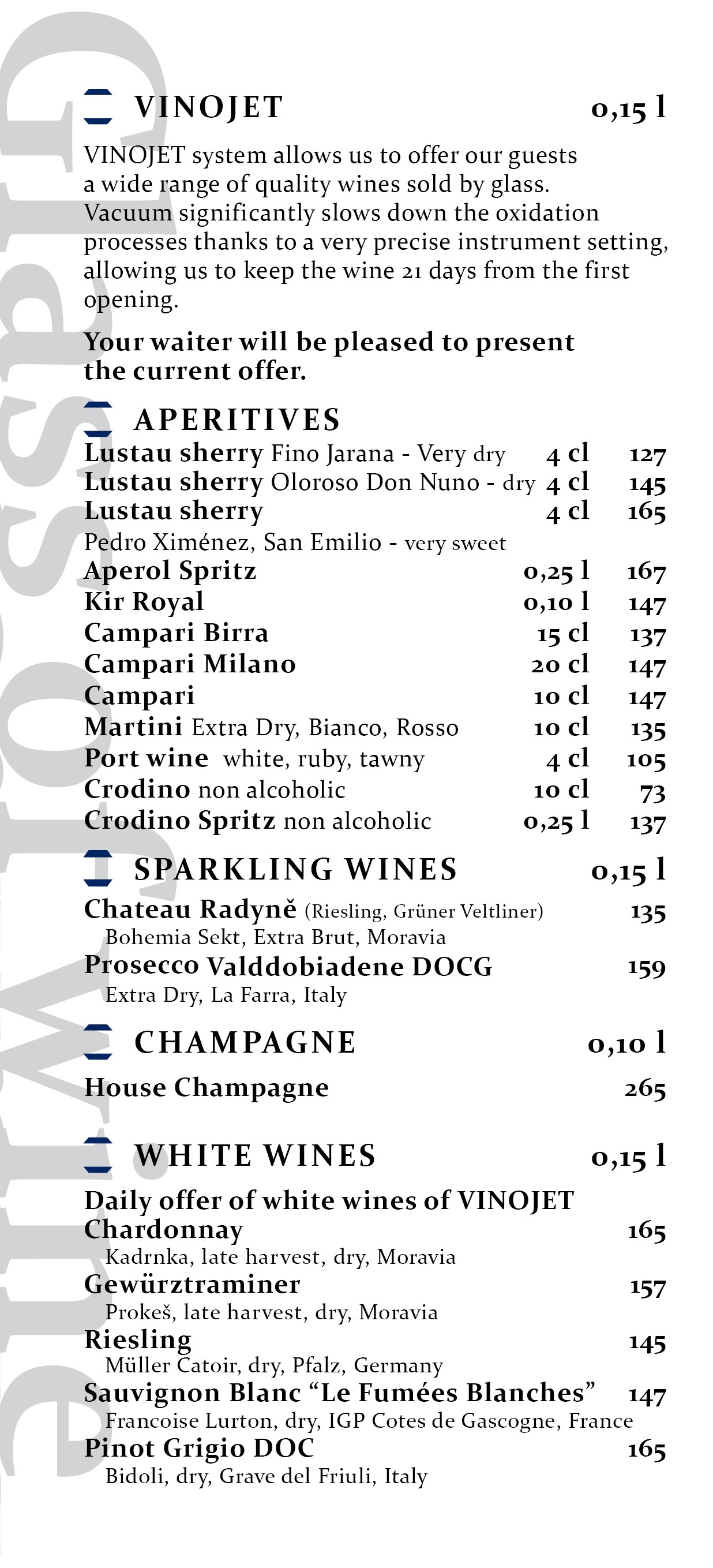 BEVERAGE LIST – Café Imperial