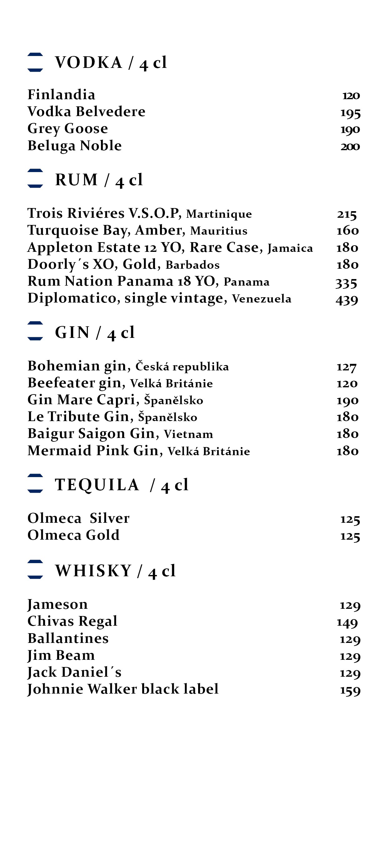 Nápojový lístek – Café Imperial